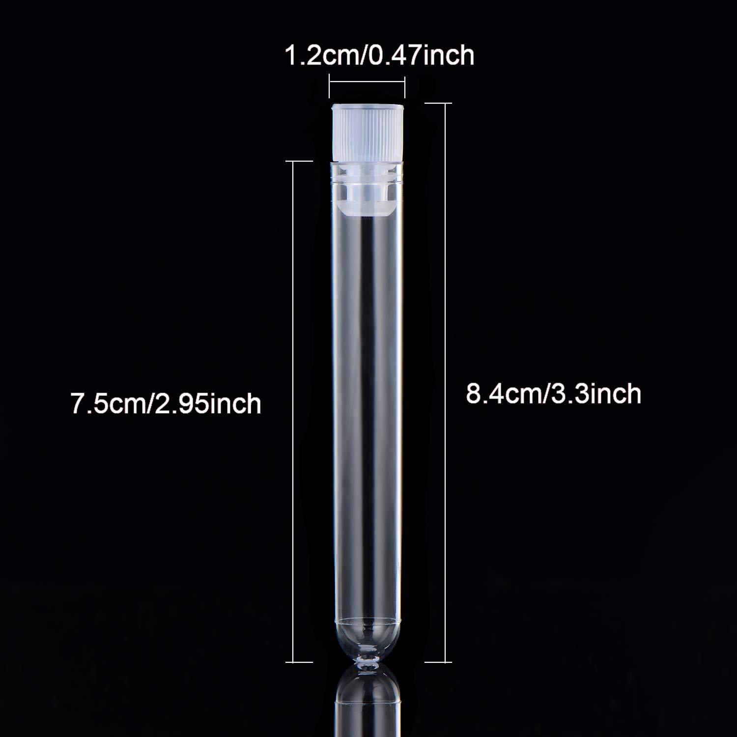 Hicarer 50 Pieces Clear Plastic Test Tubes 12 by 75 mm with Push Caps, 5 ml