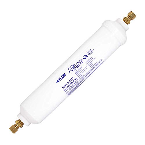 EZ-FLO 10 Inch Line Water Filter, Brass 1/4 Inch MIP x 7/16 Inch Compression Adapters, 1500 Gallon Capacity, 60458N