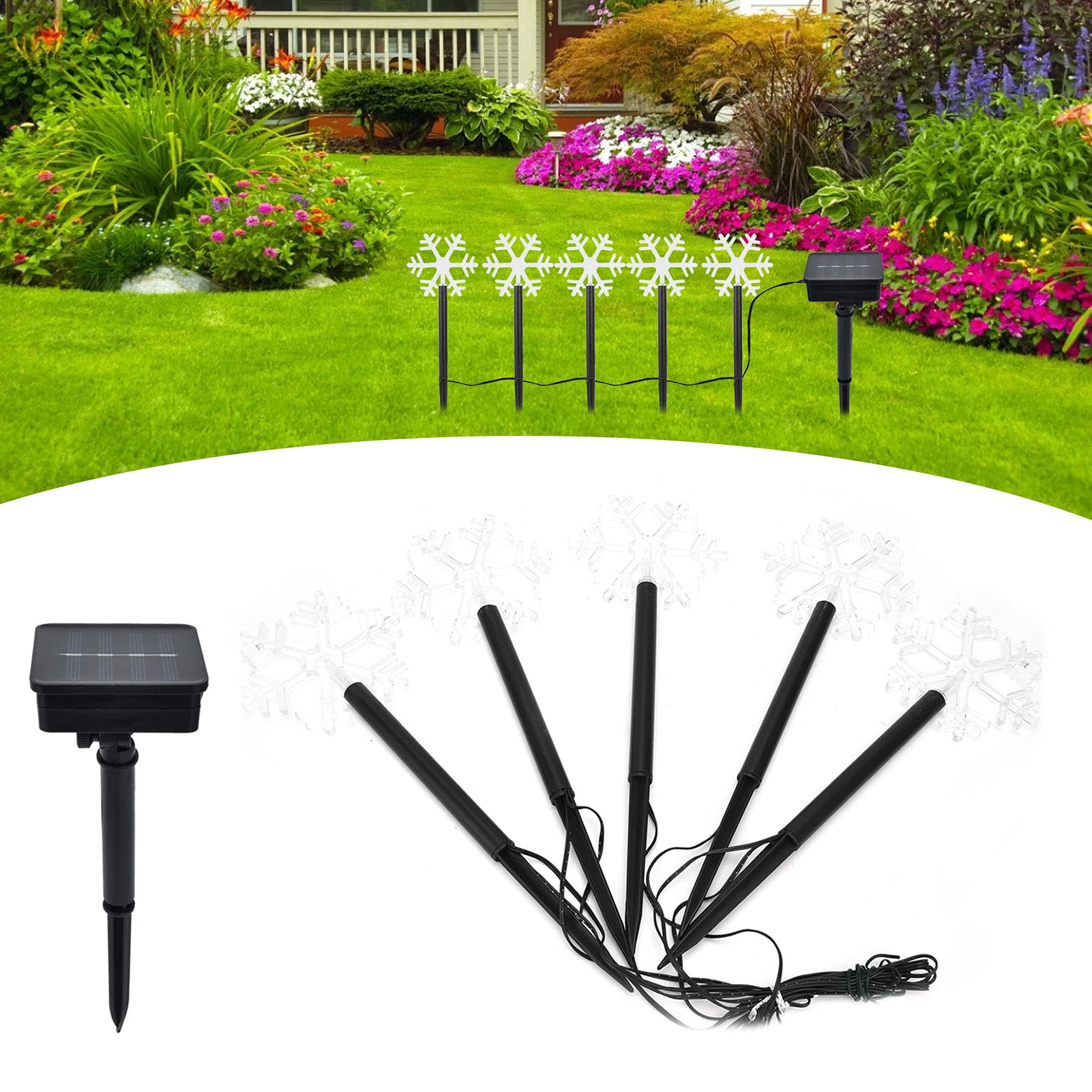 Solar Light Snowflake, Snowflake Shape Practical Solar Lawn Light for Courtyardsyard for Home for Garden Landscape for Outdoor