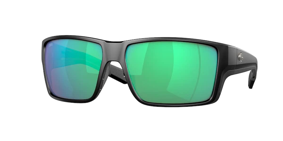 Costa Del Mar Reefton Pro 6S9080 908003 63MM Black/Copper Silver Mirror 580G Glass Polarized Rectangular Sunglasses for Men + BUNDLE with Designer iWear Eyewear Kit