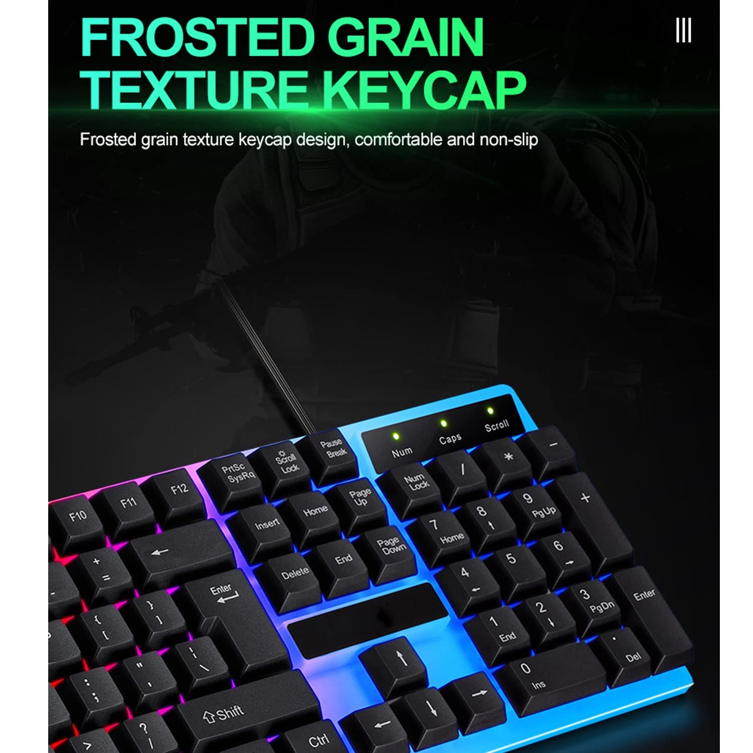 EXHNLE Wired Gaming Keyboard Mouse Combo LED Rainbow Backlit Gaming Keyboard RGB Gaming Mouse, with 104 Key Computer PC Gaming Keyboard for PC/Laptop (Color : Black)