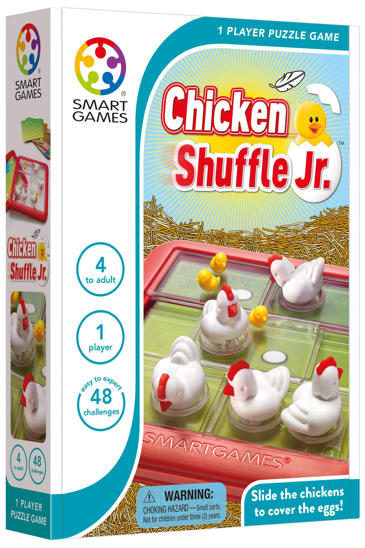 SmartGames Chicken Shuffle Jr. Skill-Building Travel Game for Kids and Adults Ages 4 & Up, 48 Challenges