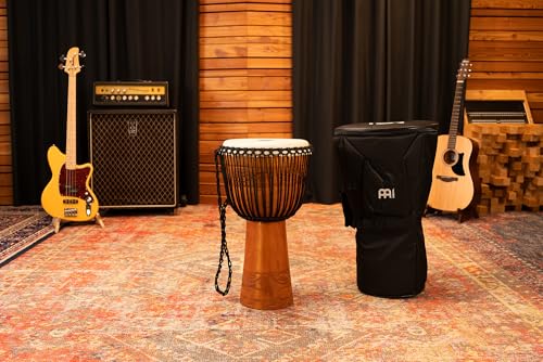 Meinl Percussion ADJ2-XL+BAG African Style Rope Tuned 13-Inch Wood Djembe with Bag, Brown