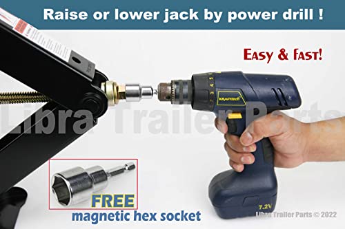 Set 2 LIBRA True HD 9000# 24" RV Trailer Stabilizer Leveling Scissor Jacks w/Dual Power Drill Sockets & Full Installation Kit …