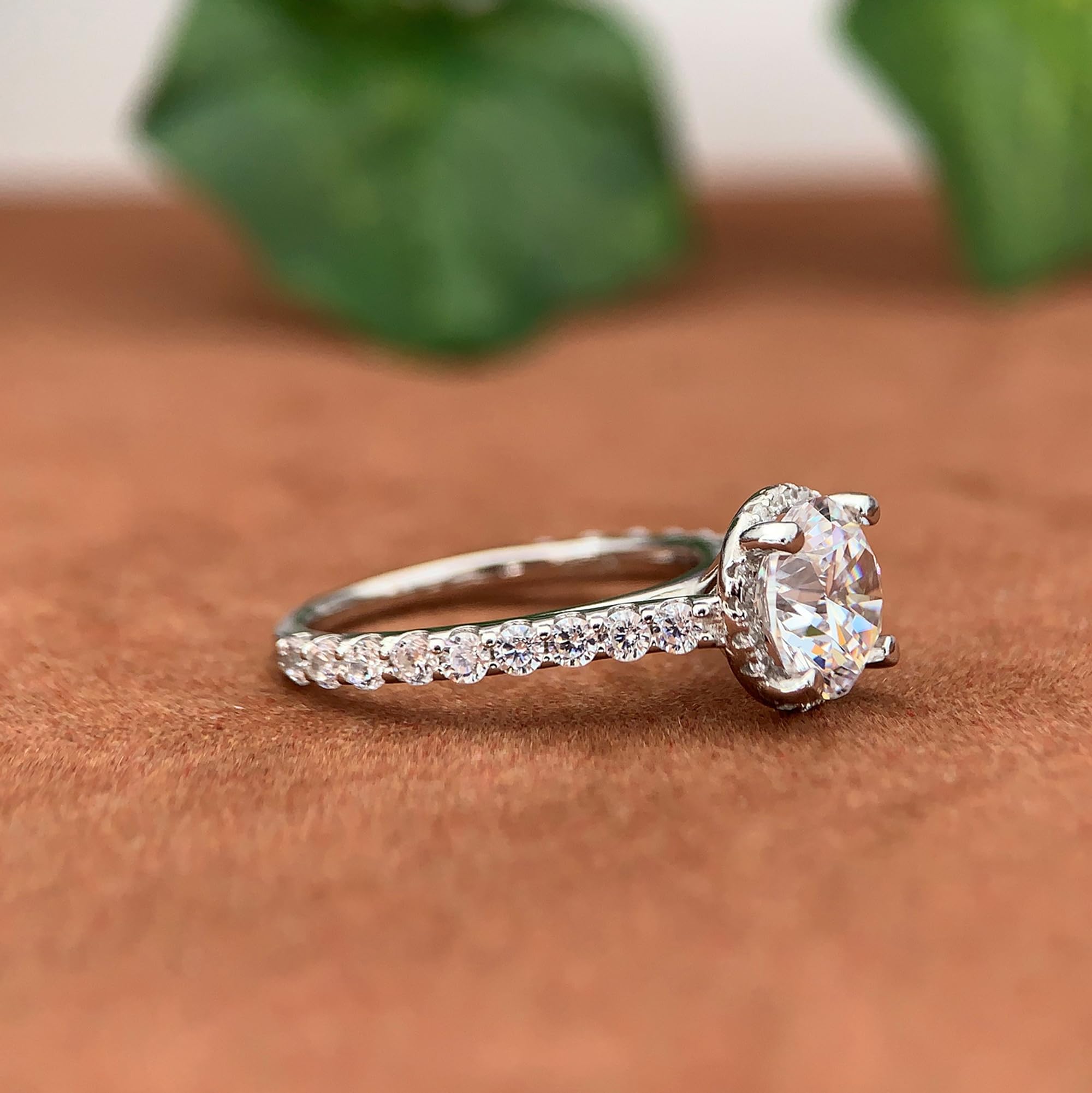CGSRING 2 Carat Moissanite Engagement Ring 2ct Round Cut Moissanite Rings Round Cut Halo Engagement Ring (7)