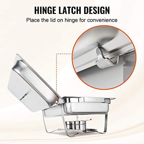 Mophorn Chafing Dish Buffet Set, 8 Qt 2 Pack, Stainless Chafer w/ 2 Full & 4 Half Size Pans, Rectangle Catering Warmer Server w/Lid Water Pan Folding Stand Fuel Tray Holder Clip