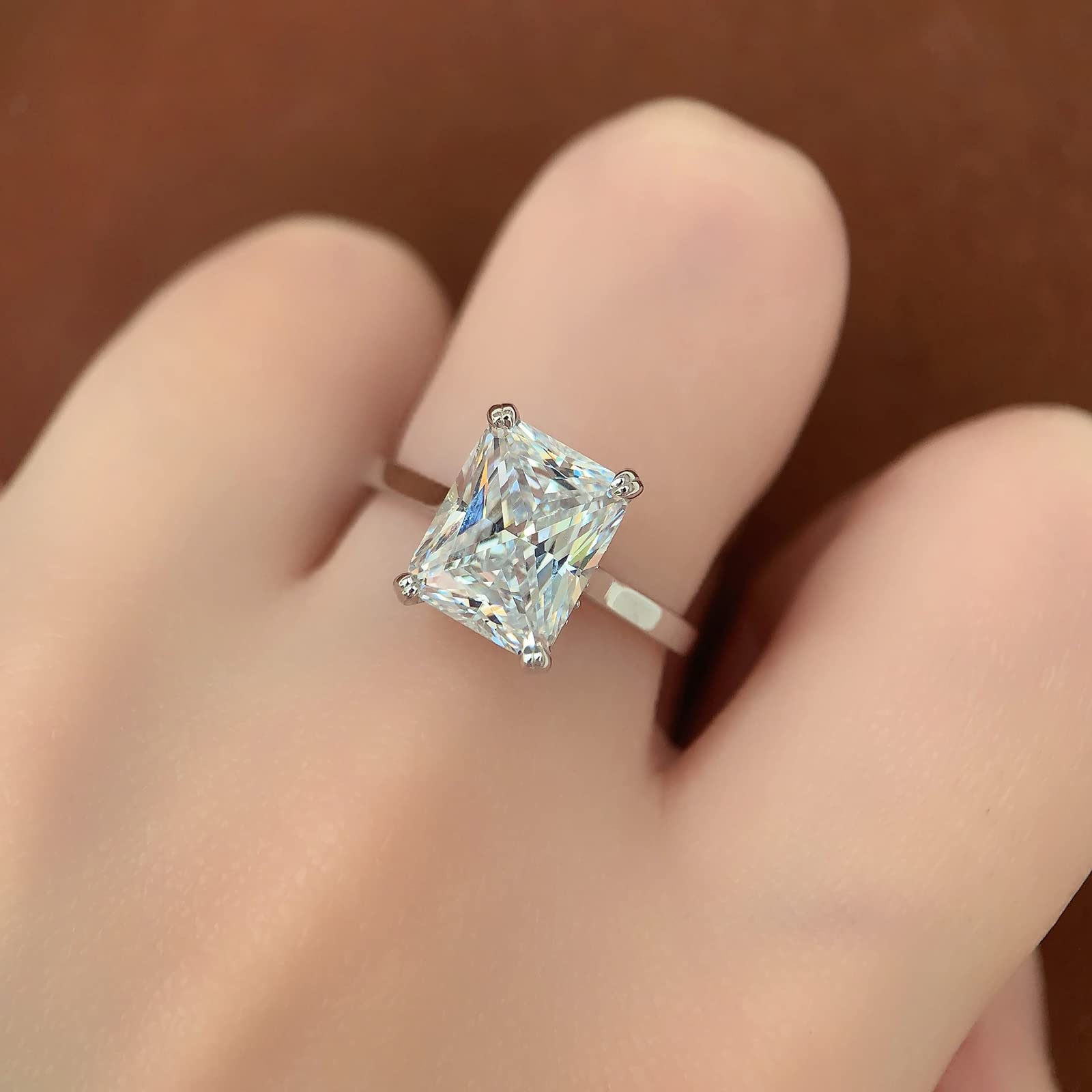 CGSRING 8x10mm 4 Carat D Color VVS1 Radiant Cut Solitaire Moissanite rings Moissanite Engagement Ring Size 4-12 (5)