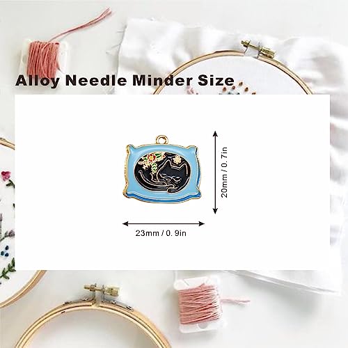 Kawaii Cats Cross Stitch Needle Minder, Needle Minder Magnetic, Needle Holder for Cross Stitch, Sewing, Embroidery and Needlework Accessories, Enamel and Magnetic(2 PCS)