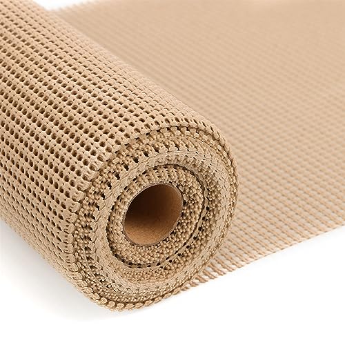 Moretoes Drawer and Shelf Liner, Non Adhesive 12 in x 25 FT Durable and Strong Cabinet Liner Non Slip for Kitchen Cupboard Pantry Table Desk Storage Organizer (Beige)