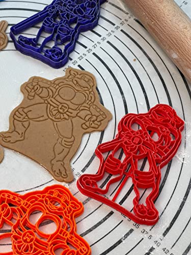 Set of 4 Ninja Turtle Raphael, Leonardo, Donatello & Michelangelo 6β Cookie Cutters and Molds Produced by 3D Kitchen Art