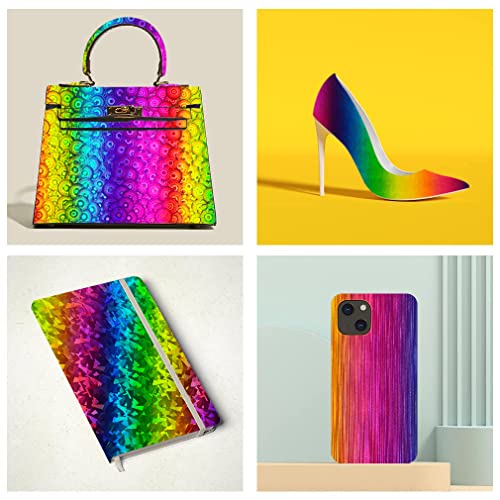 HYANG Holographic Geometry Geometry Iridescence Rainbow PU Faux Leather Sheets 1 Roll 12"X53"(30cmX135cm), Faux Leather Very Suitable for Crafts Making Leather Earrings, Bows, Handbag ,Sewing