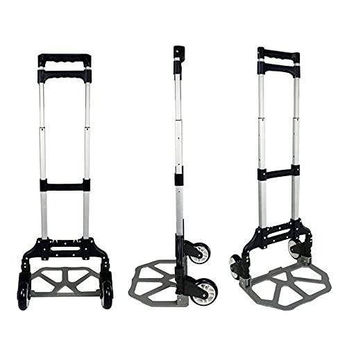 F2C Portable Folding Hand Truck Aluminium Luggage Trolley Cart and Dolly 175 lbs Capacity with Black Bungee Cord, Telescoping Handle, PVC Wheels with Double Bearings for Travel Office Auto Moving