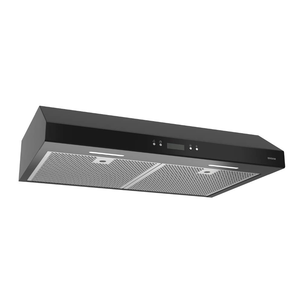 Broan-NuTone BCDJ136BL BCDJ Glacier 36-inch Under-Cabinet 4-Way Convertible Range Hood with 3-Speed Exhaust Fan and Light, Black