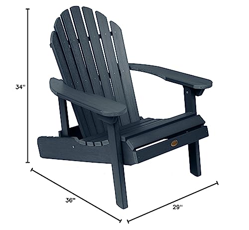 highwood Hamilton Made in The USA Folding and Reclining Adirondack Chair, Adult Size, Federal Blue