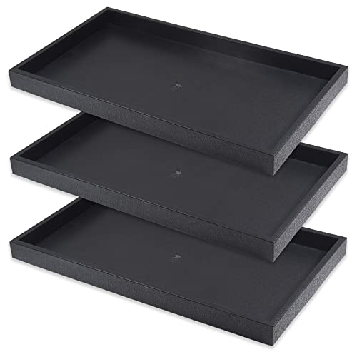 CuteBox Company Black Plastic Tray (14.75β x 8.25β x 1β) with 24 Compartments White Wooden Tray Insert for Jewelry Storage, Organization, Merchandise, Display