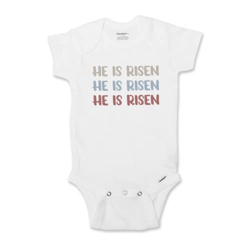 He is Risen, My First Easter Baby Girl Boy, Cross Onesies Girls Boys, Christian Easter Shirts Kids, Easter Basket Filler Outfit, 0-3 3-6 12 18 Month Short Or Long Sleeve 716 (Short Sleeve, 18 Month)