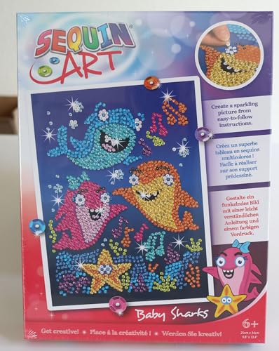 Sequin Art Red Baby Sharks, Sparkling Arts and Crafts Kit; Creative Crafts for Adults and Kids