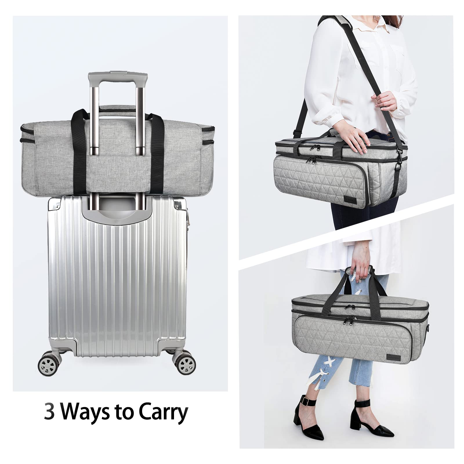 Carrying Case for Cricut Maker, Maker 3, Explore Air, Air 2, Silhouette Cameo 4 and Accessories, Double Layer Water-Resistant Storage Tote Bag for Die Cut Machine with Dust Cover (Bag Only), Grey