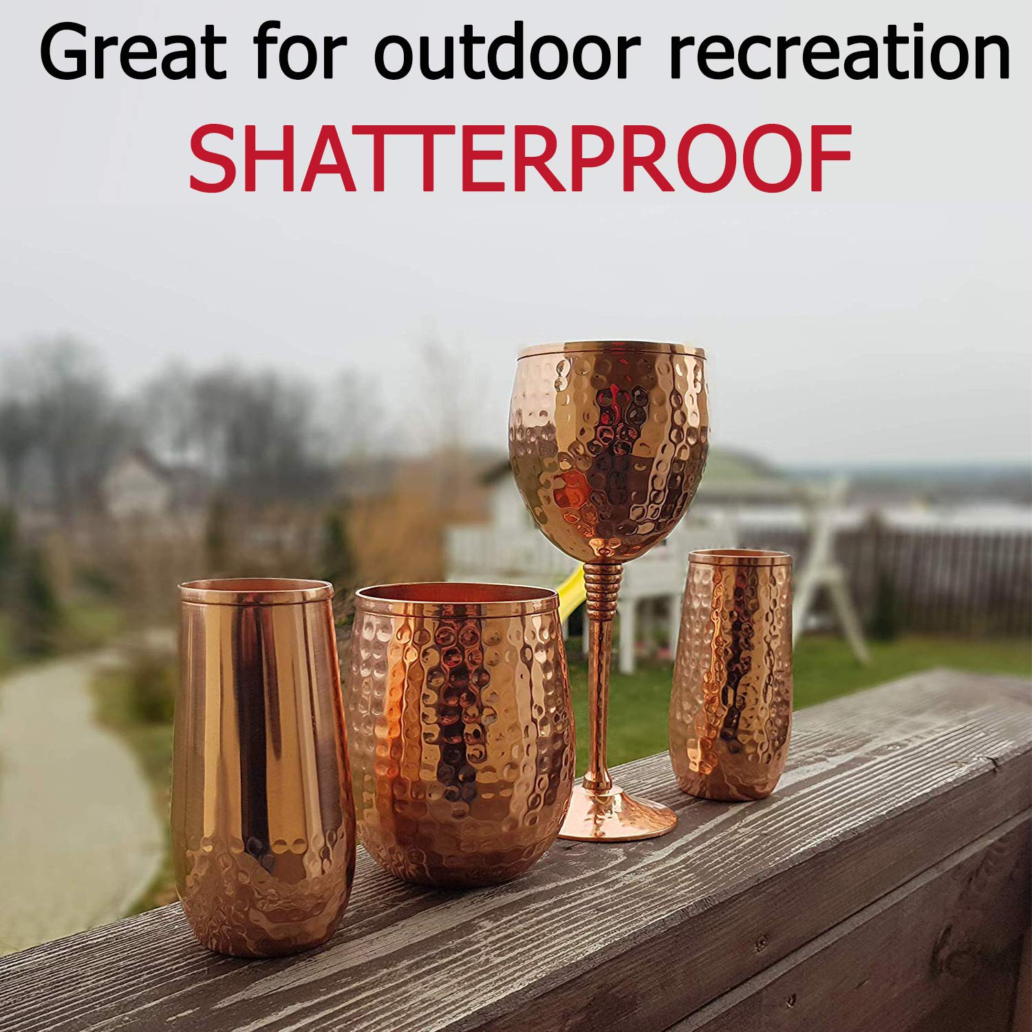 Copper wine glasses set of 2 β 11oz gleaming 100% solid hammered copper wine cups on brass copper plated stems β a gift for men and women β great glasses for red or white wine and Moscow mules