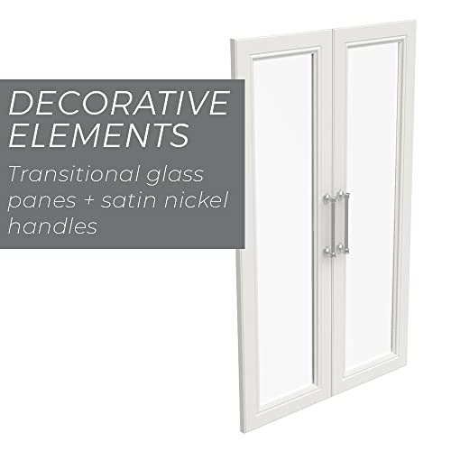 ClosetMaid Modular Storage Pair Set, 2 Glass Pane Doors, Wood Closet Organizer Shaker Style, Add On Accessory for Shelf Units, White, 34.88" H x 21.02" W x 1.81" D