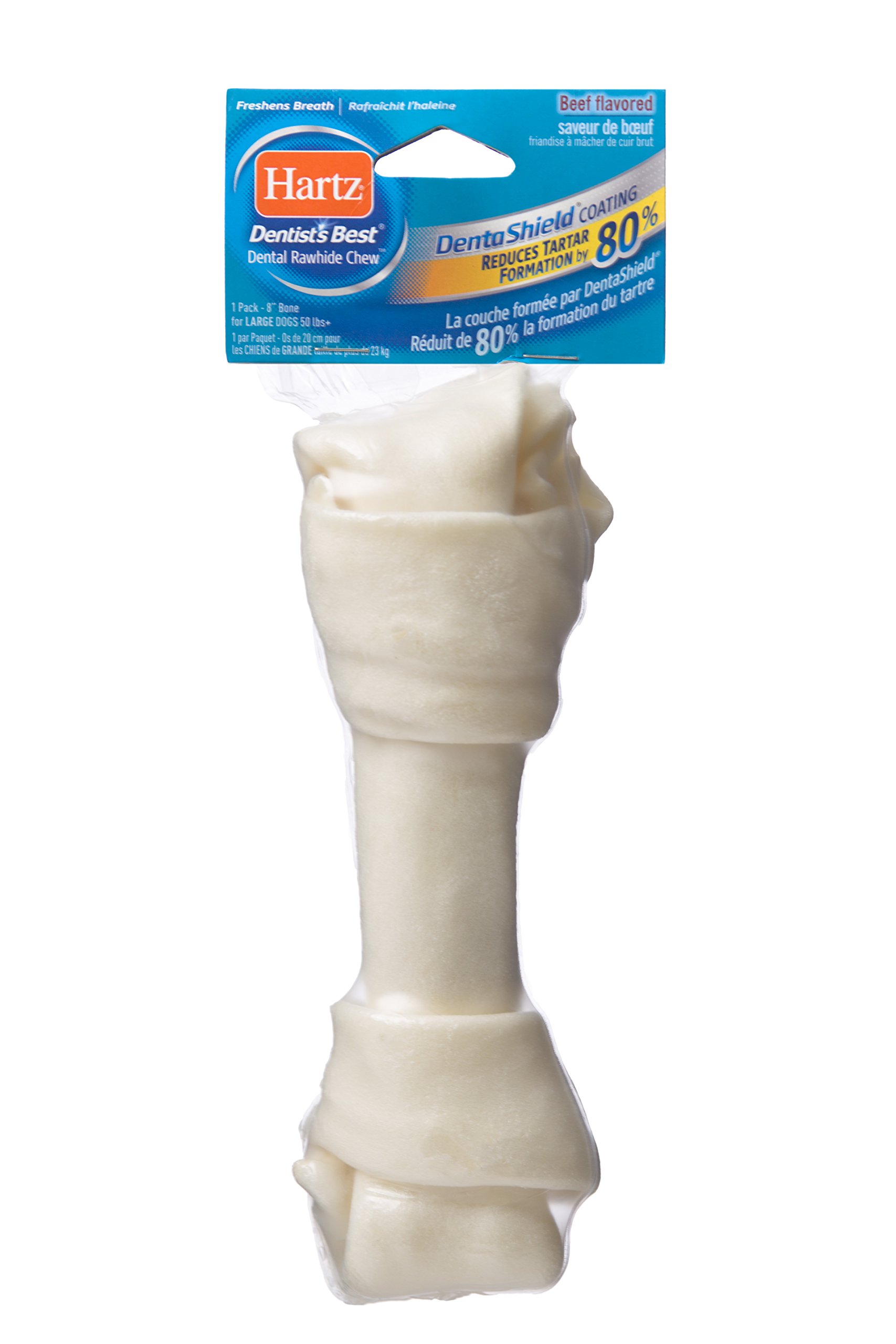Hartz Dentist's Best Beef Flavored 8 Inch Rawhide Dental Dog Bone Chew