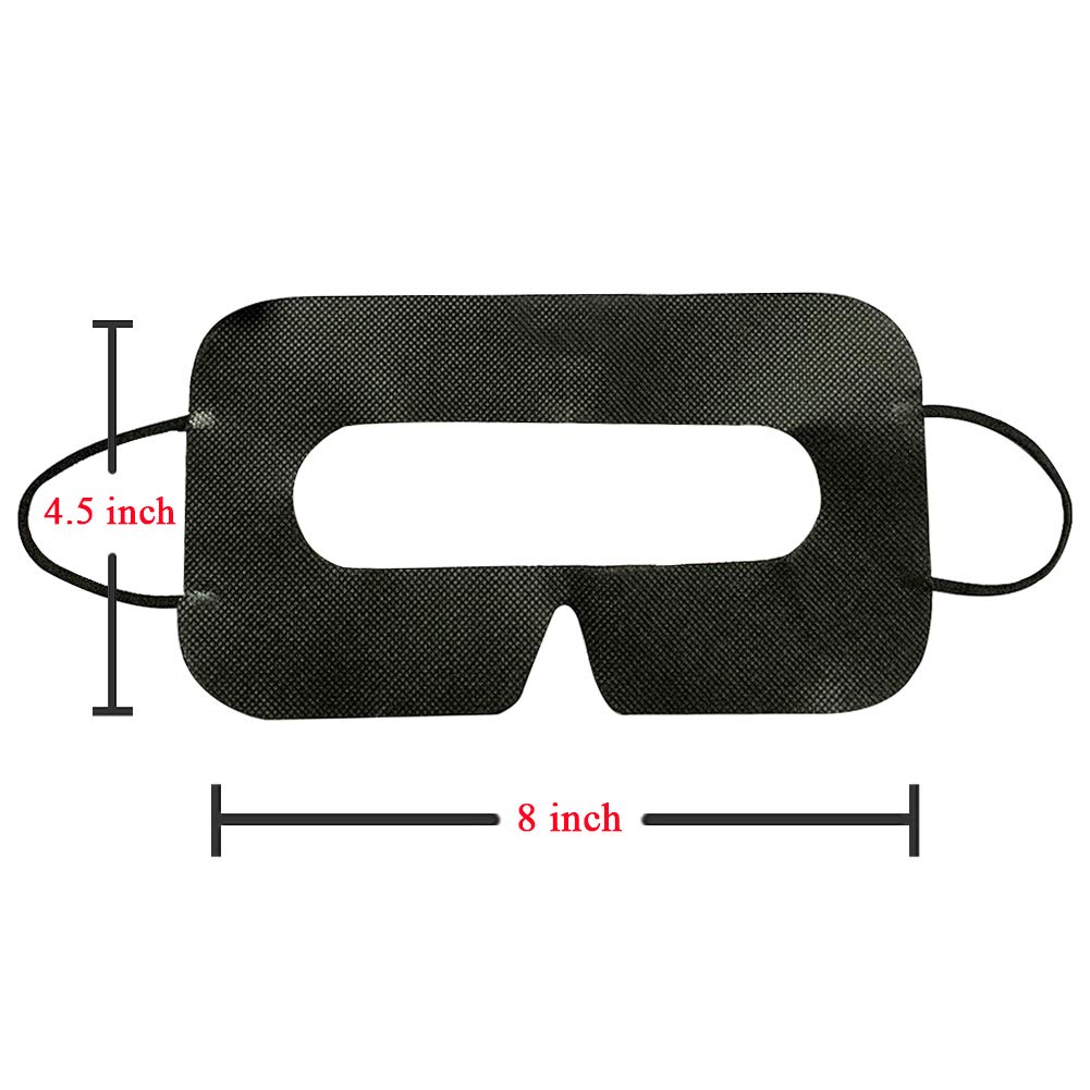YinQin 100 PCS VR Disposable Eye Mask VR Headset Cover Mask, Sanitary VR Eye Mask, Black VR Eye Mask Cover, Sweatproof VR Headset Cover Mask Universal Eye Mask for VR (Black)