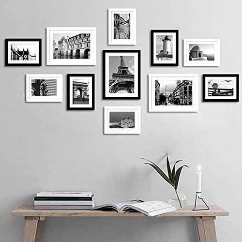 PEALSN 8x10 Picture Frame, Display Pictures 5 x 7 with Mat or 8 x 10 Without Mat for Wall Mounting Display, Photo Frames, Black