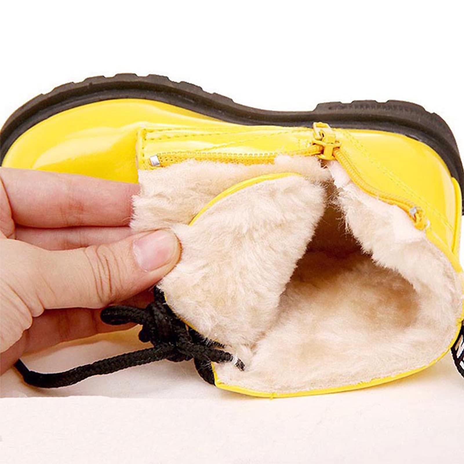 Daclay Kid's Candy-Colored Waterproof Velvet Boots, Yellow2, 4 Big Kid