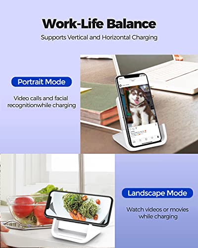 Wireless Charger YUWISS Wireless Charging Stand Cordless Charger 10/7.5/5W Compatible with iPhone 14 13 12/12 /11Pro Max/XR/XS Max/XS/X/8/8Plus Galaxy S22/S21/S9/S9+/S8/S8+ Note