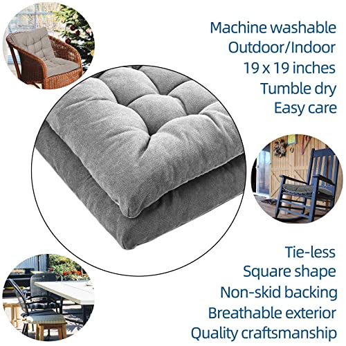 FABRICASTLE Outdoor Chair Cushions Patio Cushion Premium Comfortable Thick Fill Tufted 19" x 19" Floor Wicker Seat Pads, 2 Count (Grey, 2)
