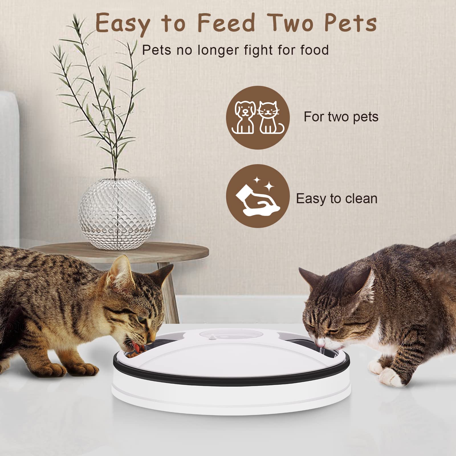 Chintu Automatic Cat Food Dispenser, 3 Meals Portion, Plastic, for 2 Cats, with Voice Reminder