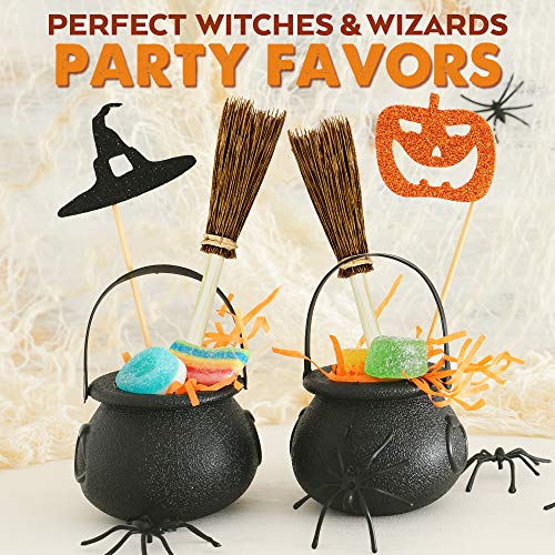 Witch Broom Pens for Halloween 24 Pack - Party Favors and Classroom Giveaways