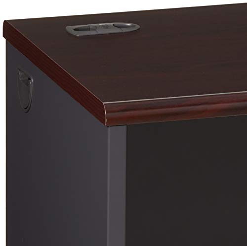 HON 38000 Series Right Pedestal Credenza, 72w x 24d x 29-1/2h, Mahogany/Charcoal