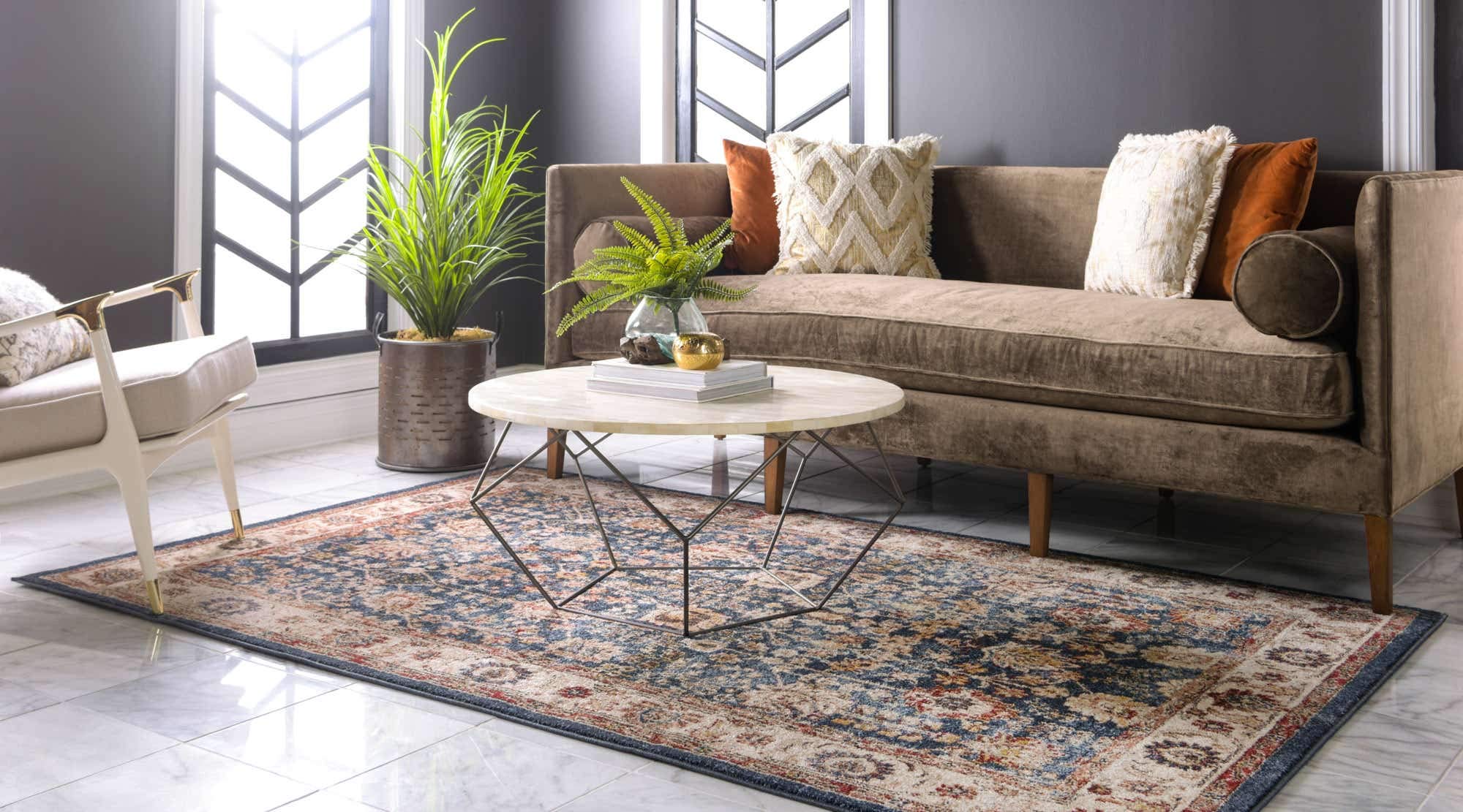 Unique Loom Utopia Collection Traditional Classic Vintage Inspired Area Rug with Warm Hues, 9' x 12' 2" Rectangle, Light Blue/Burgundy