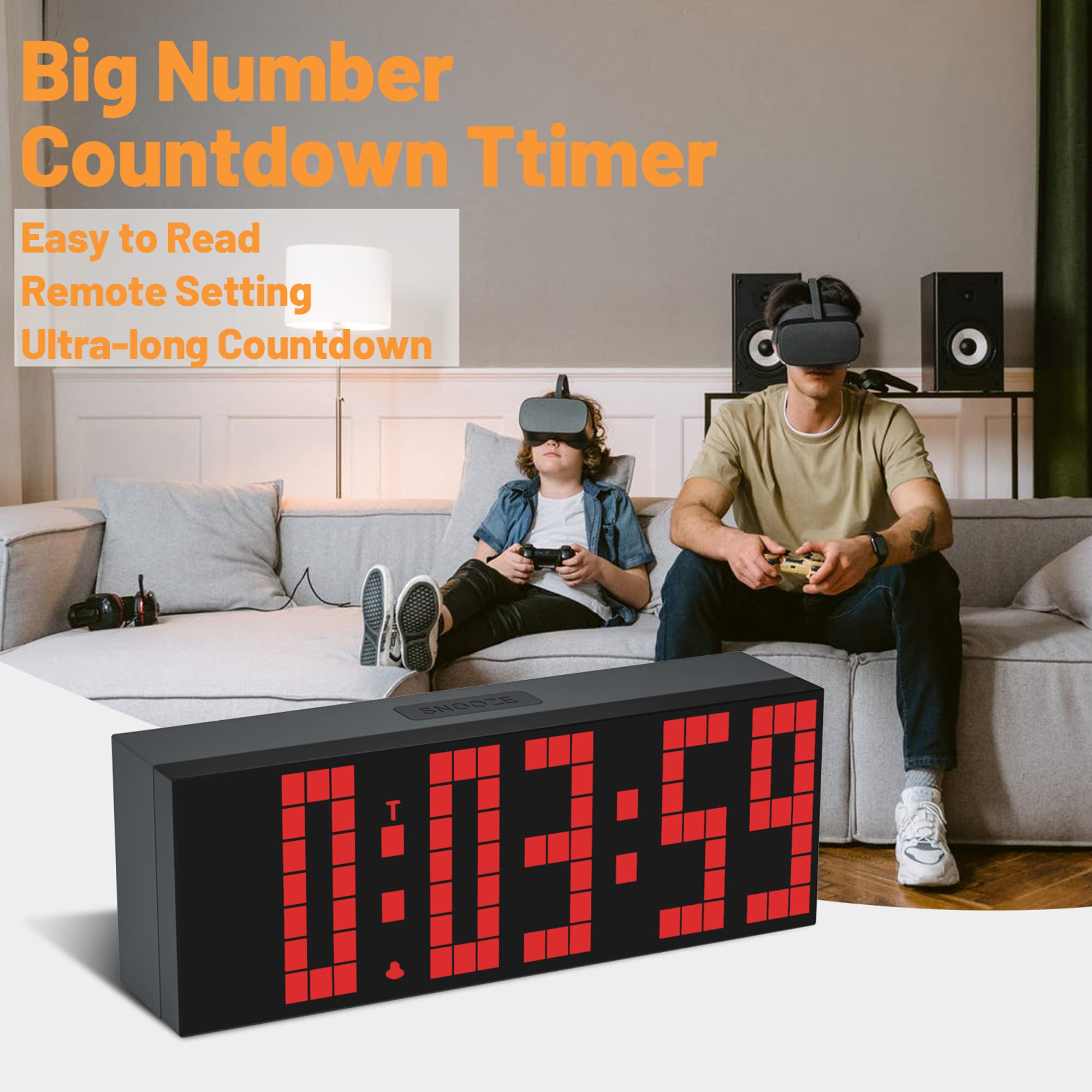 CHKOSDA Digital Alarm Clock, Led Clock with 2" Digital, 7 Color Options, Adjustable Brightness, Countdown Clock with Remote Control, Calendar and Temperature Display Desk Clock for Bedroom