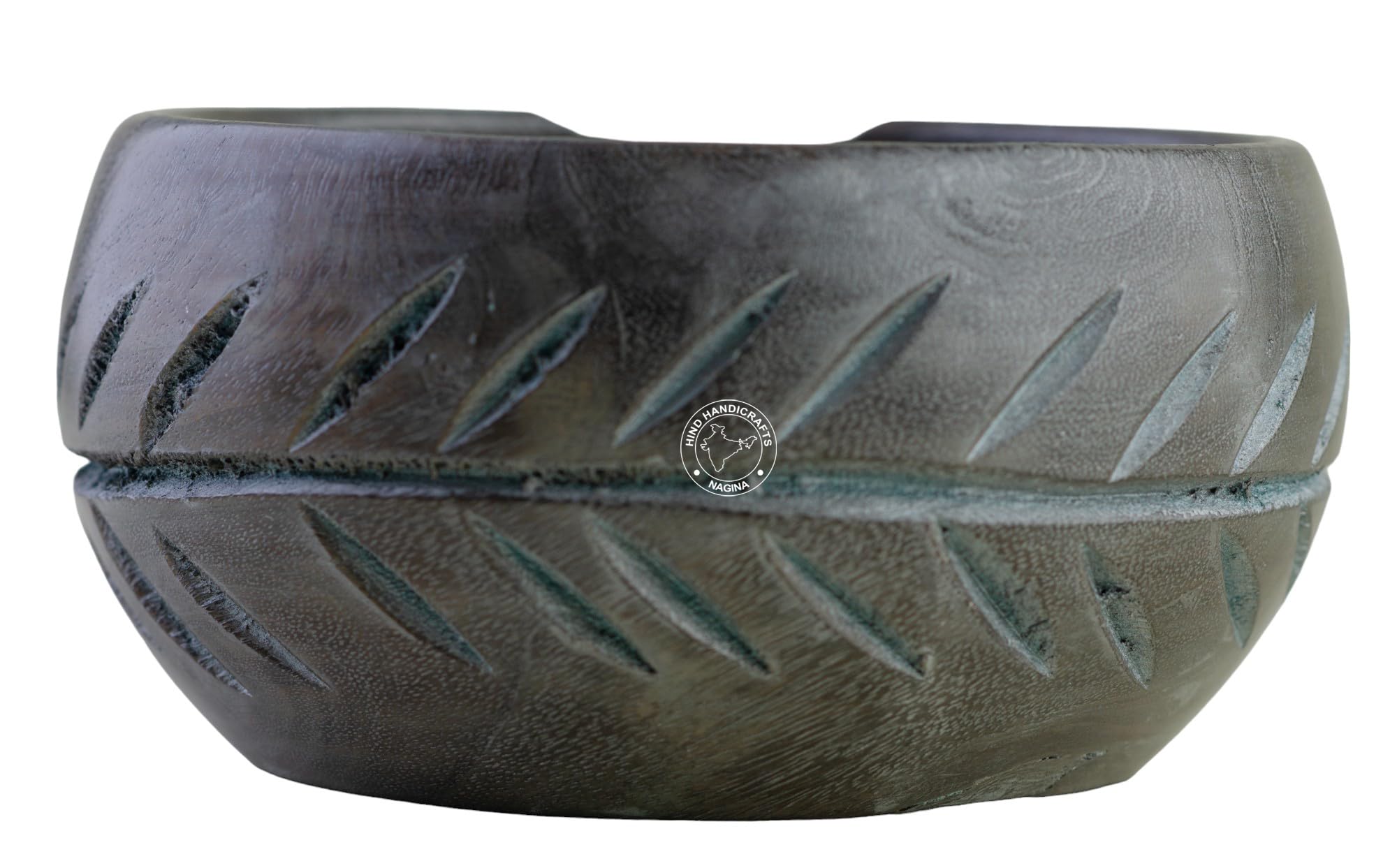 Hind Handicrafts Premium Solid Dark Handmade Crafted Wooden Portable Antique Yarn Storage Bowl - Holder for Knitting Crochet Hook Accessories (6" x 6" x 3", Slate Gray)