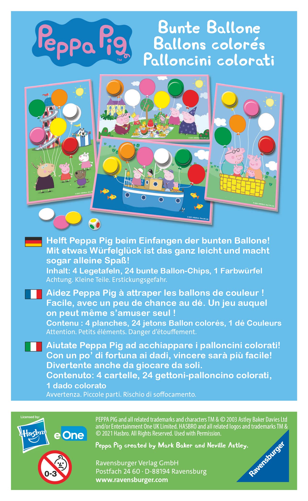 Ravensburger Gift Game 20853 Peppa Pig Colourful Balloons Funny Colour Dice Game for Children from 3 Years, Peppa Pig Gift, Peppa Pig Puzzle