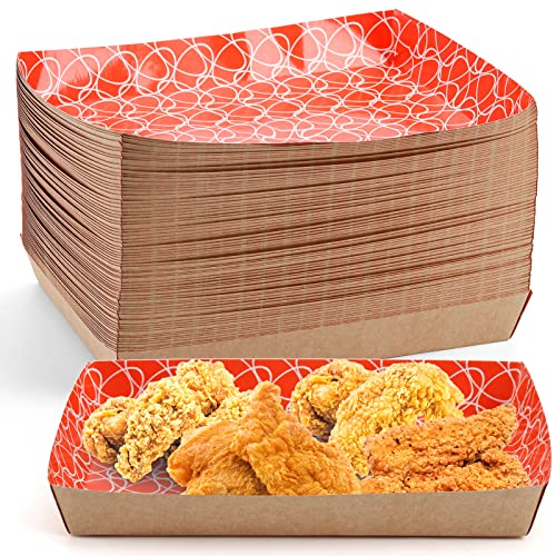 Fasmov 80 Pack Big Food Serving Tray, Lunch or Cafeteria Food Tray, Serving Boats for Nachos, Fries, Hot Corn Dogs, and More, 10.5” x 7.5” x 1.5”
