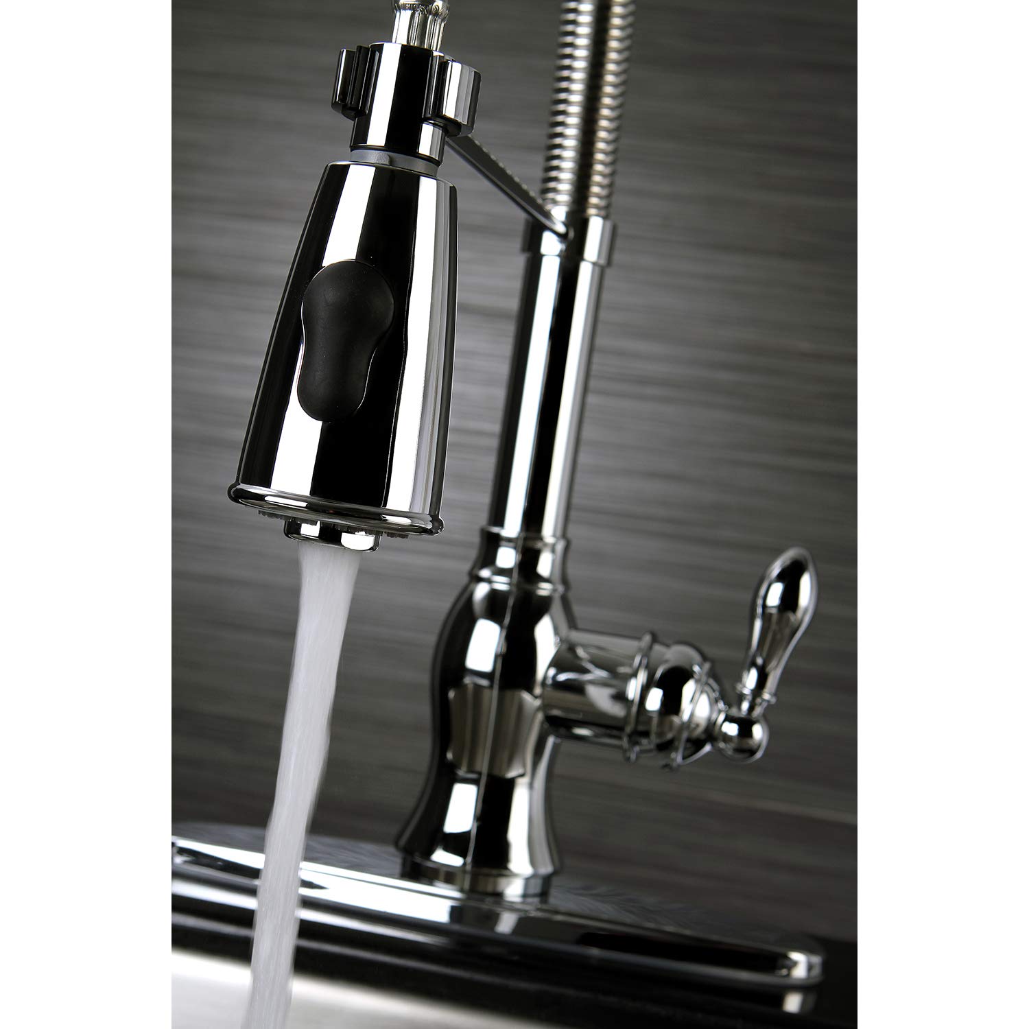 Kingston Brass GSY8891ACL Gourmetier American Classic 8-Inch Centerset Single Handle Kitchen Faucet with Pull-Out Sprayer, Polished Chrome