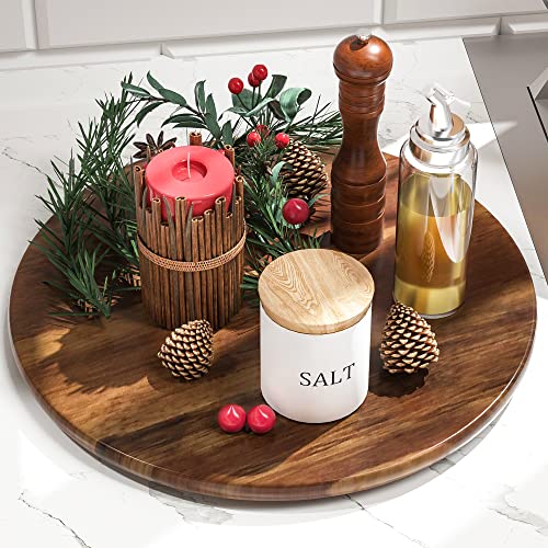 Lazy Susan Kitchen Cabinet Organizers - 13.2 Inch Acacia Wood Lazy Susan Turntable Organizer for Pantry Table Countertop Bathroom Organization and Storage, Non-Skid, Strong Kitchen Accessories