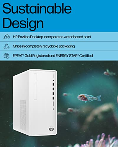 HP Pavilion Desktop PC, 12th Gen Intel Core i5-12400, 8 GB RAM, 512 GB SSD, Windows 11 Home, Wi-Fi 6 & Bluetooth, 9 USB Ports, Wired Keyboard & Mouse Combo, Pre-Built PC Tower, TP01-3050 (Renewed)