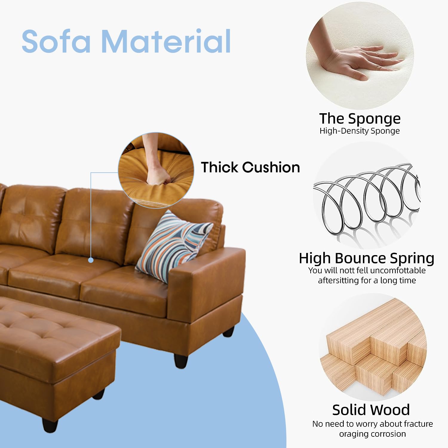 Caberryne Sectional Couch for Living Room Furniture Set Ginger,Sectional Sofa L Shape Sofa and Chaise with Storage Ottoman for Living Room/Apartment/Office(Facing Left Chaise) Turmeric