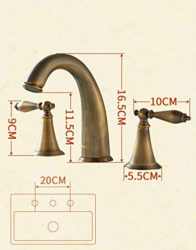 Mixer Tap Double Handle Bronze Solid Brass Sink Hot and Cold Water Tap 3-holes Full Copper Kitchen Basin Mixer Faucet Deck Mounted Bathroom Washbasin Tap Bath Bathtub Waterfall Faucet Set