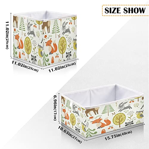 Kigai Owl Fox Rabbit Cube Storage Bins - 11x11x11 In Large Foldable Storage Basket Fabric Storage Baskes Organizer for Toys, Books, Shelves, Closet, Home Decor