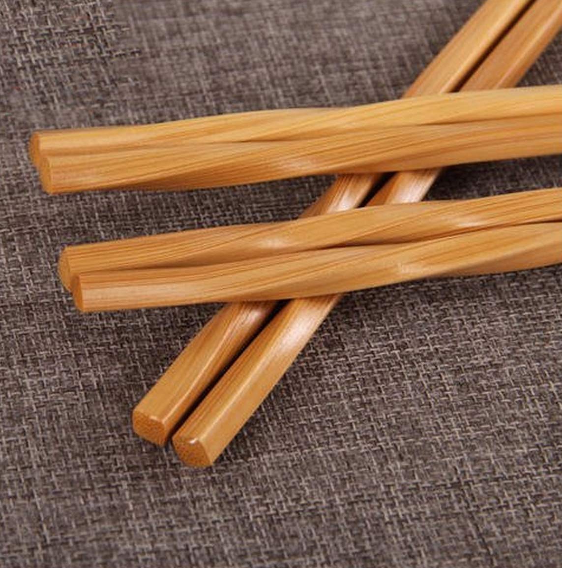 JapanBargain 3650, Bamboo Chopsticks Reusable Japanese Chinese Korean Wood Chop Sticks Hair Sticks 5 Pair Gift Set Dishwasher Safe, 9 inch, Twist