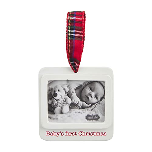 Mud Pie First Christmas Handprint Ornament White 4 1/4" x 4 1/4"