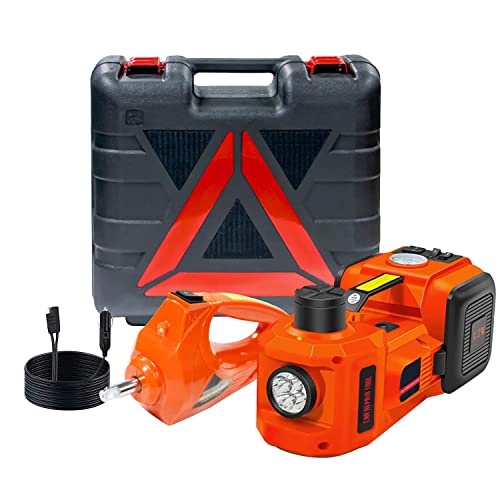 KIMHI Electric Car Jack Kit 5Ton 12V Hydraulic Car Jack with Electric Impact Wrench,Tire Inflator Air Compressor,4 in 1 Floor Jack Electric Jack for Car Sedan SUV MPV Truck with LED Light