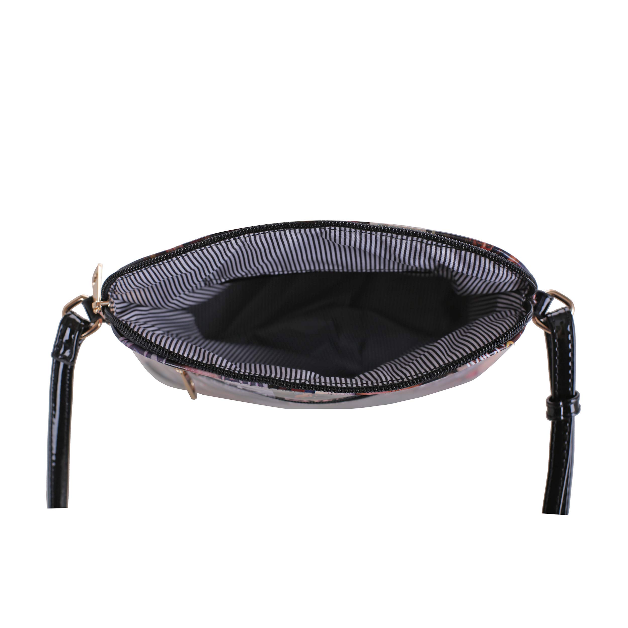 SG SUGU Glossy Magazine Cover Lightweight Medium Dome Crossbody Bag Michelle Obama Purse | Black