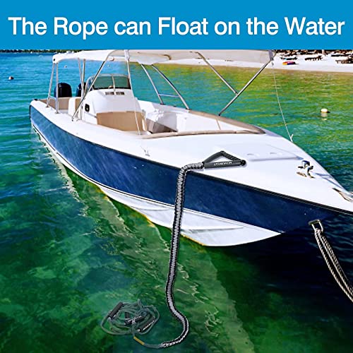 MUMUBOAT 25ft Wakesurf Rope with EVA Handle, 6 Sections Floating Watersport Ropes for Surfing (Grey & Black)