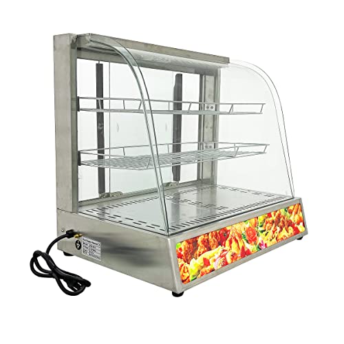 TECHTONGDA Commercial Countertop Food Display Case Electric Food Warmer Case for Pizza Dessert Food Display Cabinet 3 Tiers 700W